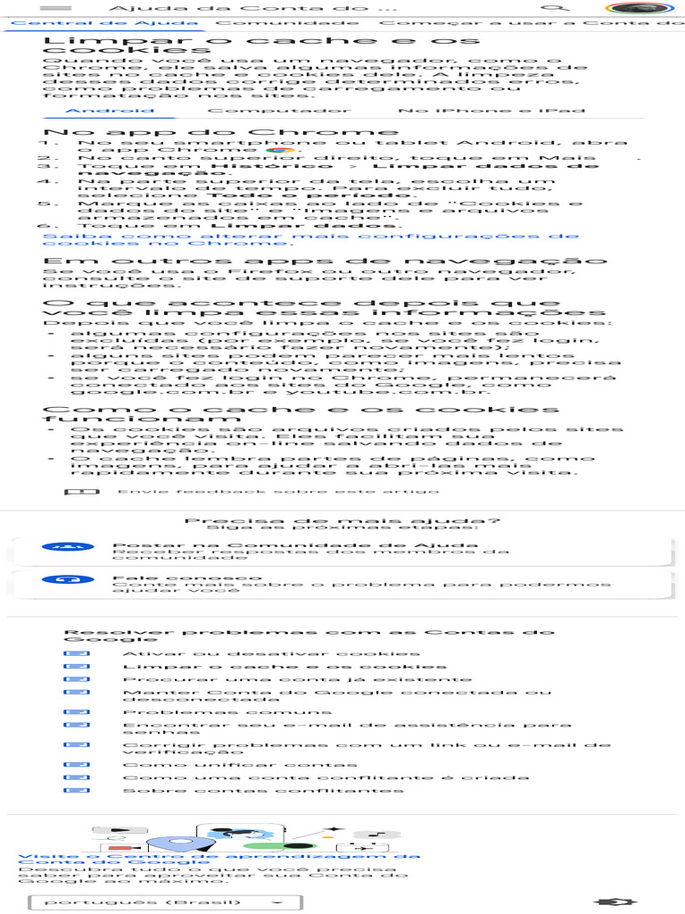 Limpar o Cache e Os Cookies - Android - Ajuda Da Conta Do Google | PDF | Android (sistema ...