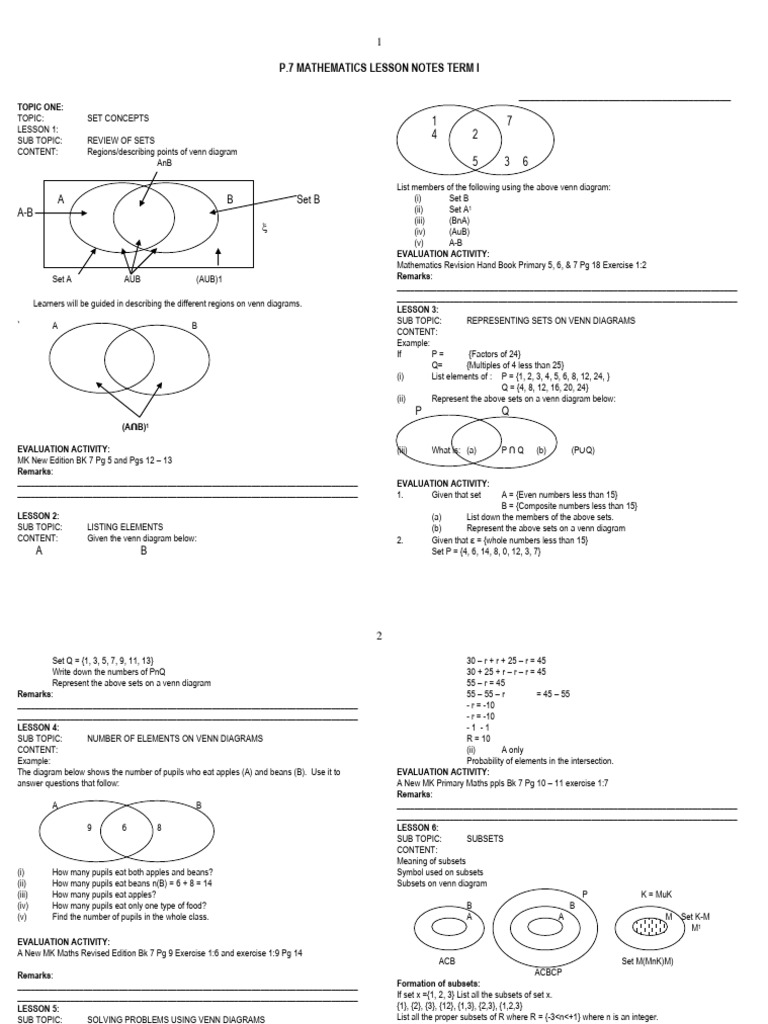 P.7 PRIMARY SEVEN MTC NOTES - Docx - TEACHER - AC | PDF | Mathematics