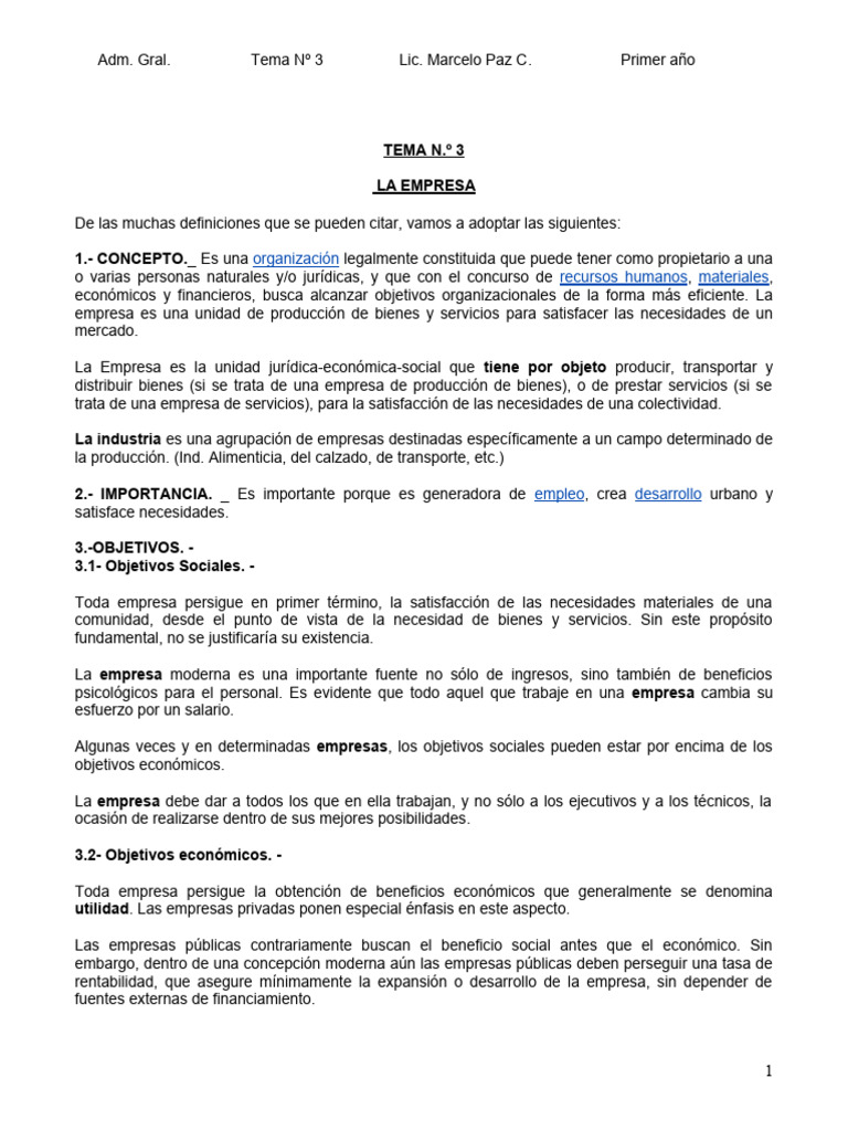 Tema 3 La Empresa | PDF | Business | Bienes