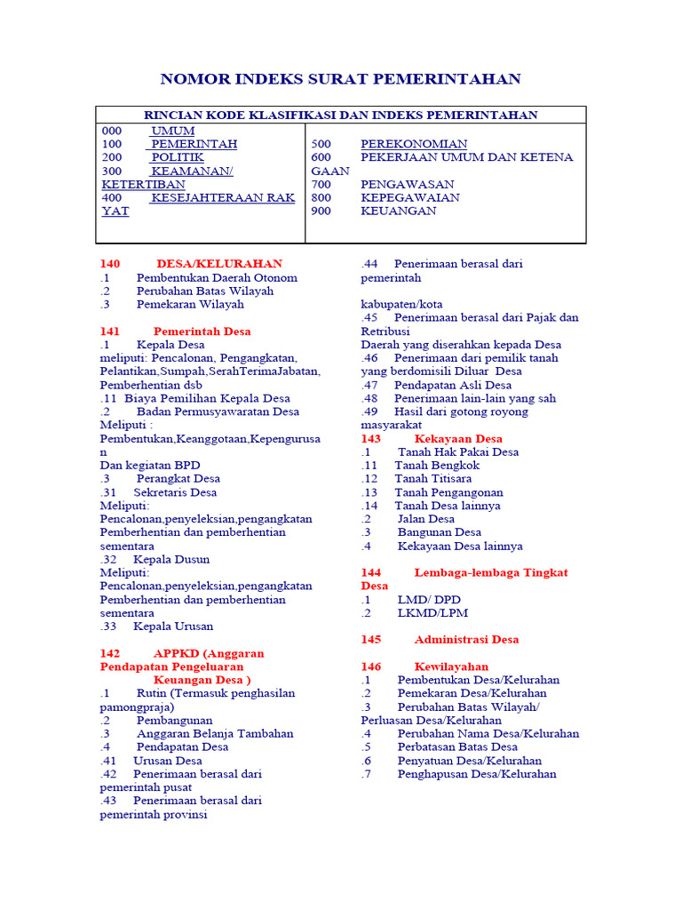 Nomor Indeks Surat Dinas | PDF