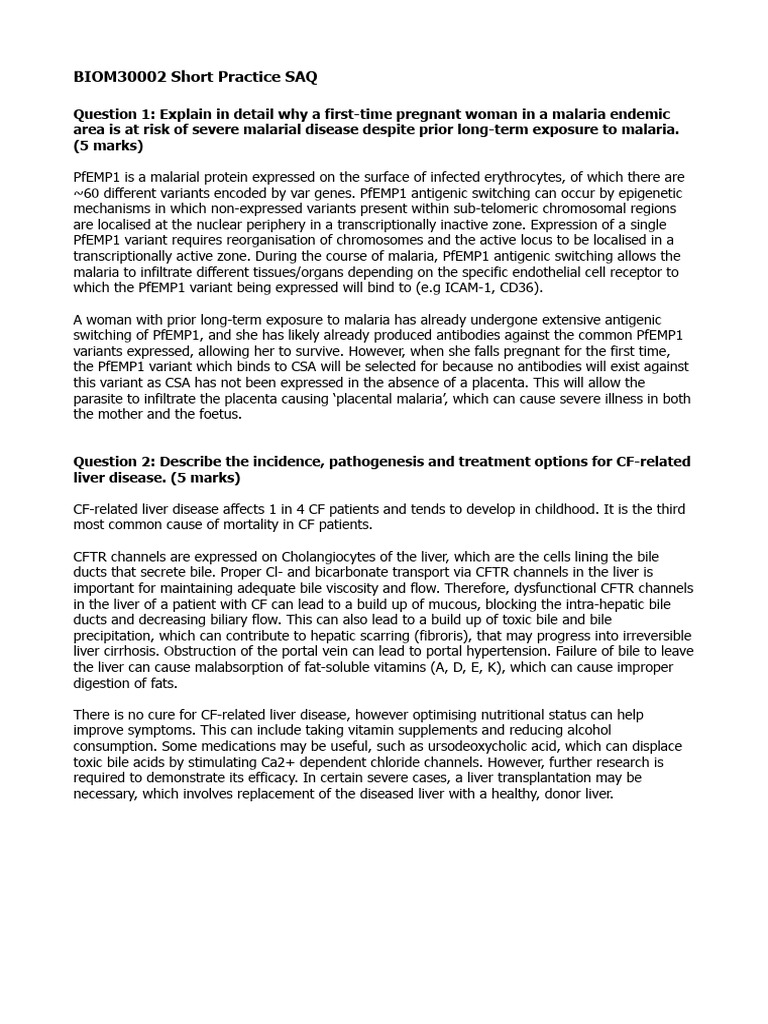 biom30002-short-practice-saq | PDF | Liver | Biology