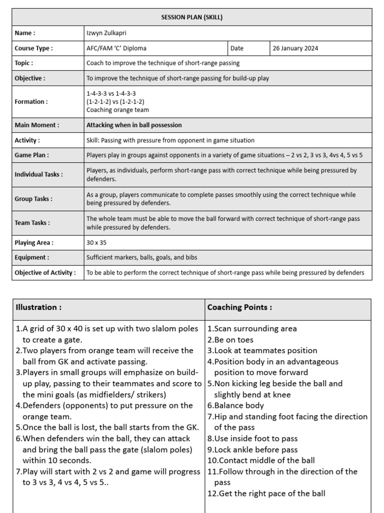 A3 Short Range Passing V2 | PDF | Defender (Association Football ...