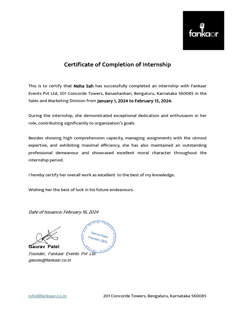 Certificate Internship | PDF