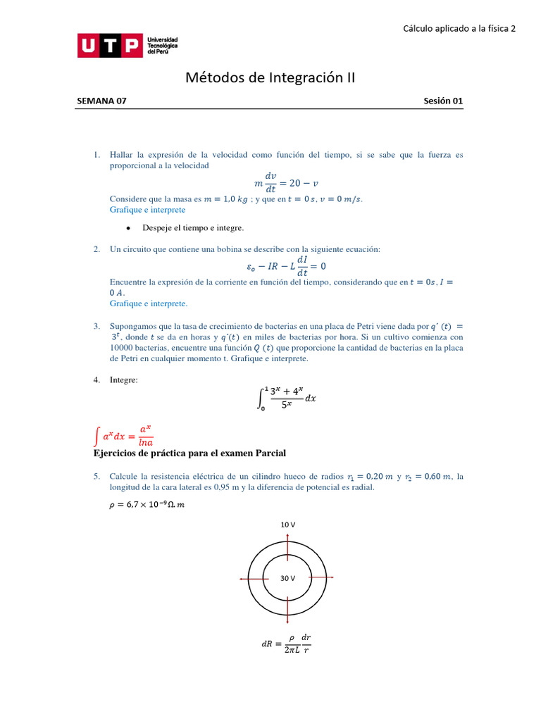 S07 - s1 - Métodos de Integracion Problemas | PDF | Integral | Ciencias fisicas
