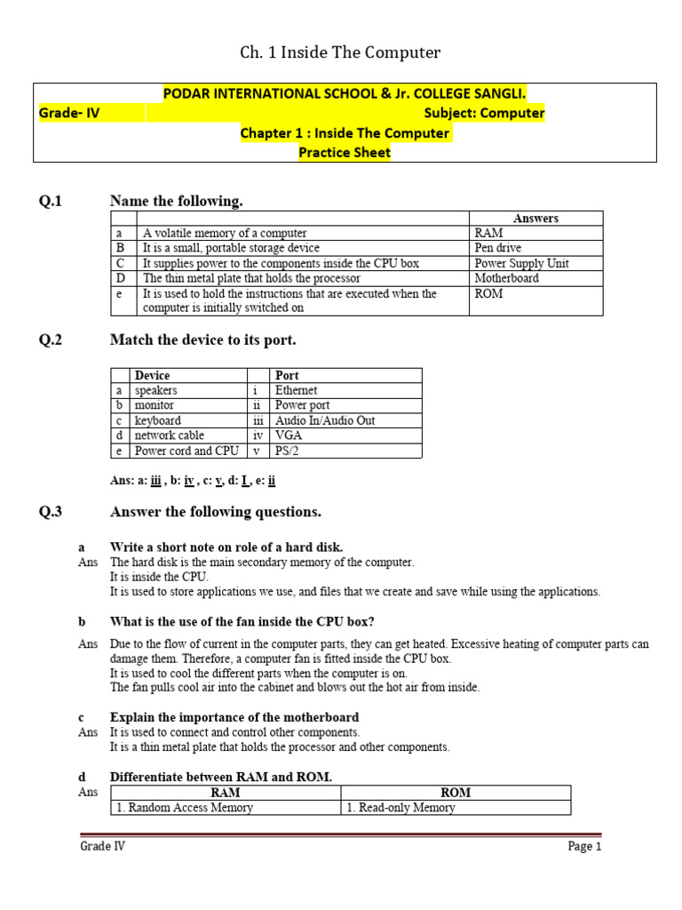 1719903139807.practice Sheet | PDF | Read Only Memory | Random Access Memory
