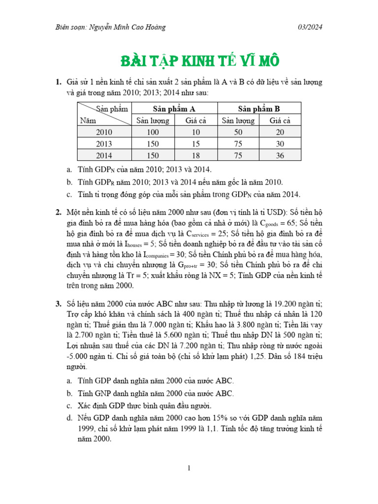 BAI TAP MACRO 2024 | PDF BAI TAP MACRO 2024 | PDF