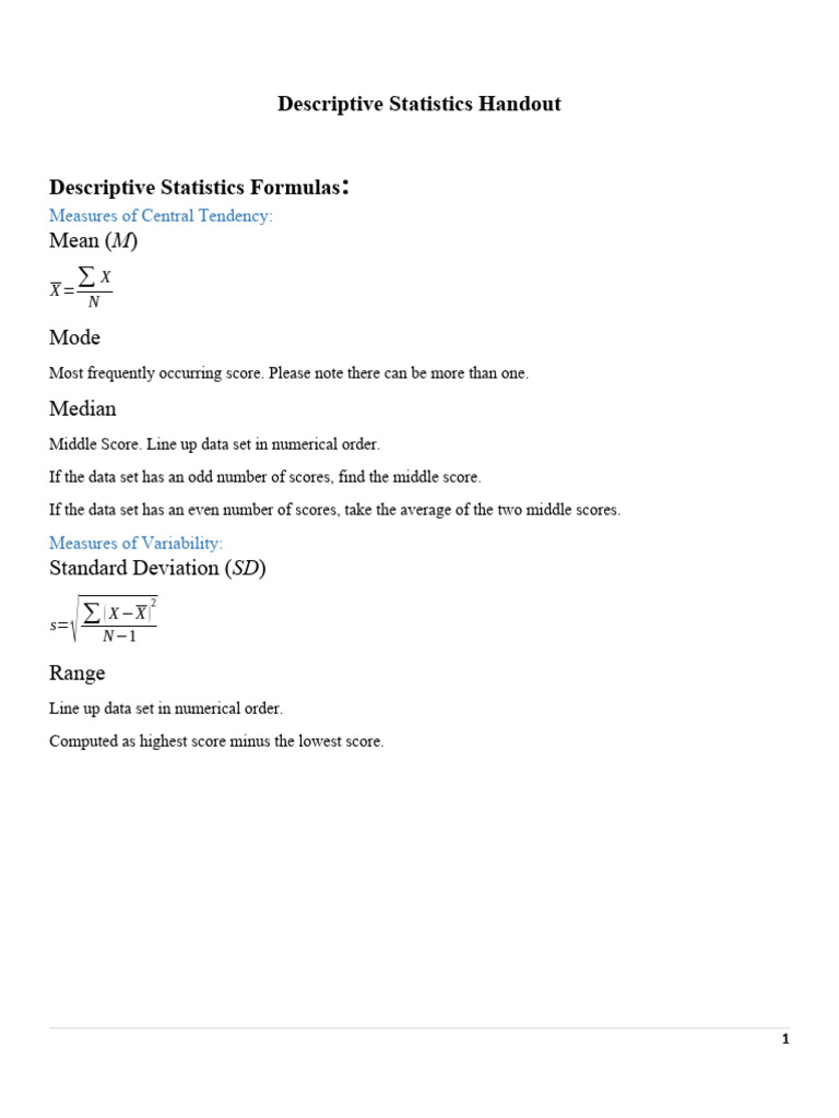 Descriptive Statistics Packet | PDF | Standard Deviation | Skewness