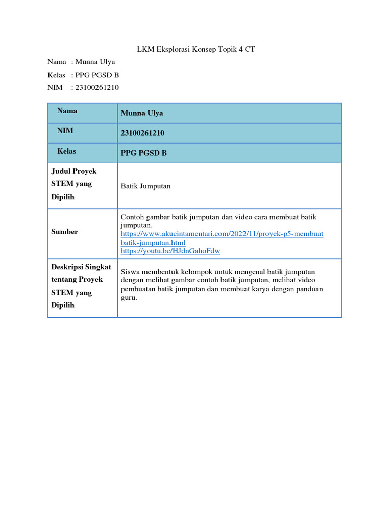 LKM Eksplorasi Konsep Topik 4 CT Munna Ulya | PDF | Teknologi & Rekayasa