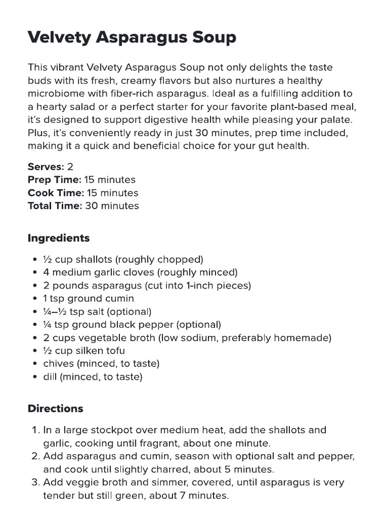 Velevety Asparragus Soup | PDF