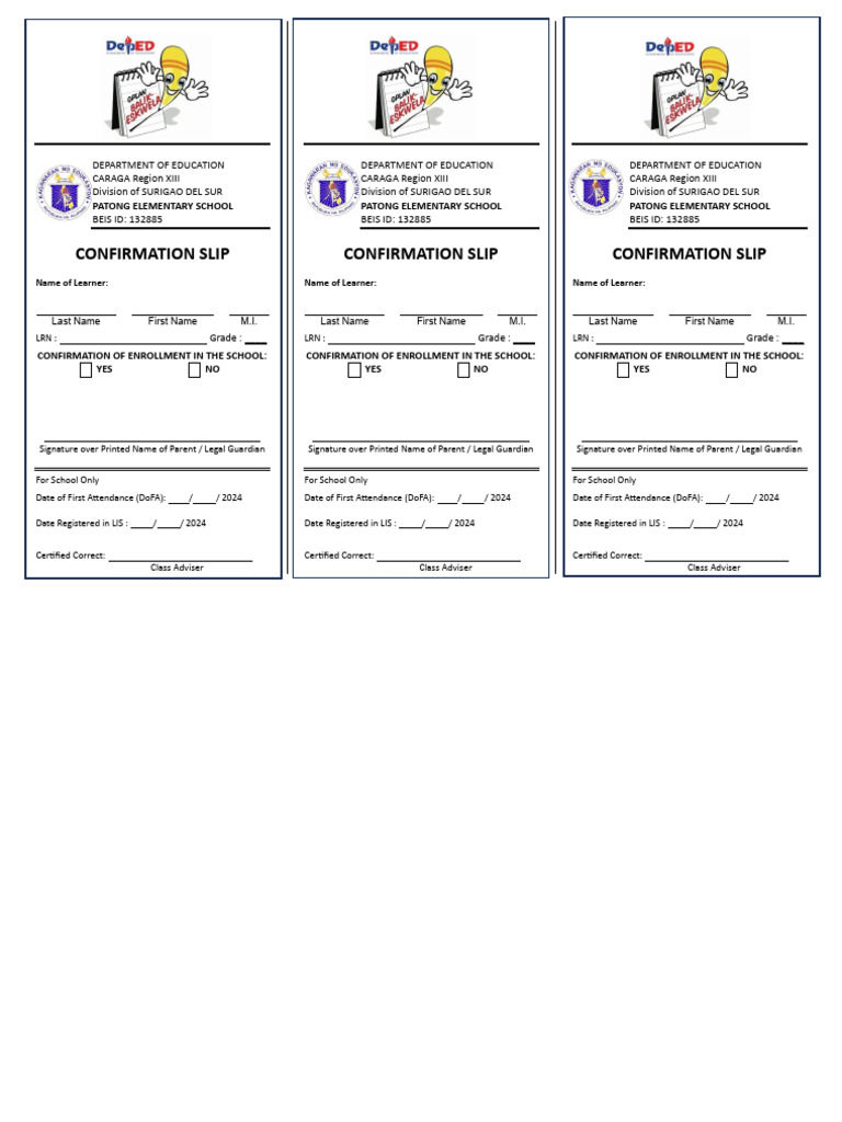 Confirmation Slip | PDF