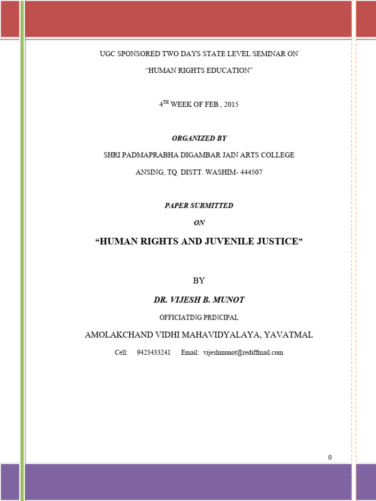 Final Article On HR of Juvenile | PDF | Juvenile Delinquency | Juvenile Court