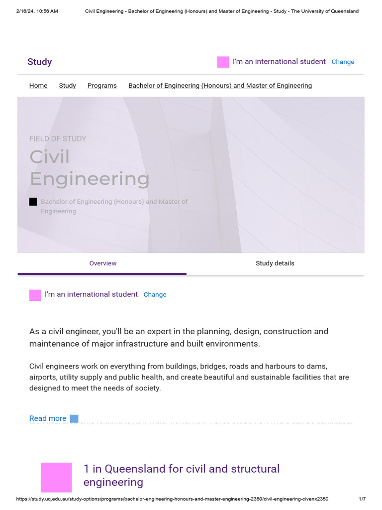 UQ Civil Engineering Dual Degree | PDF | Civil Engineering | Engineering