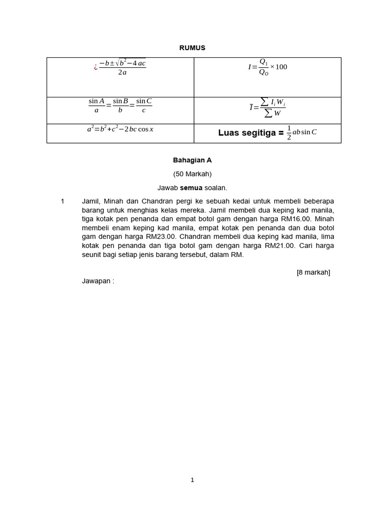 Luas Segitiga : B I Q Q ×100 | PDF