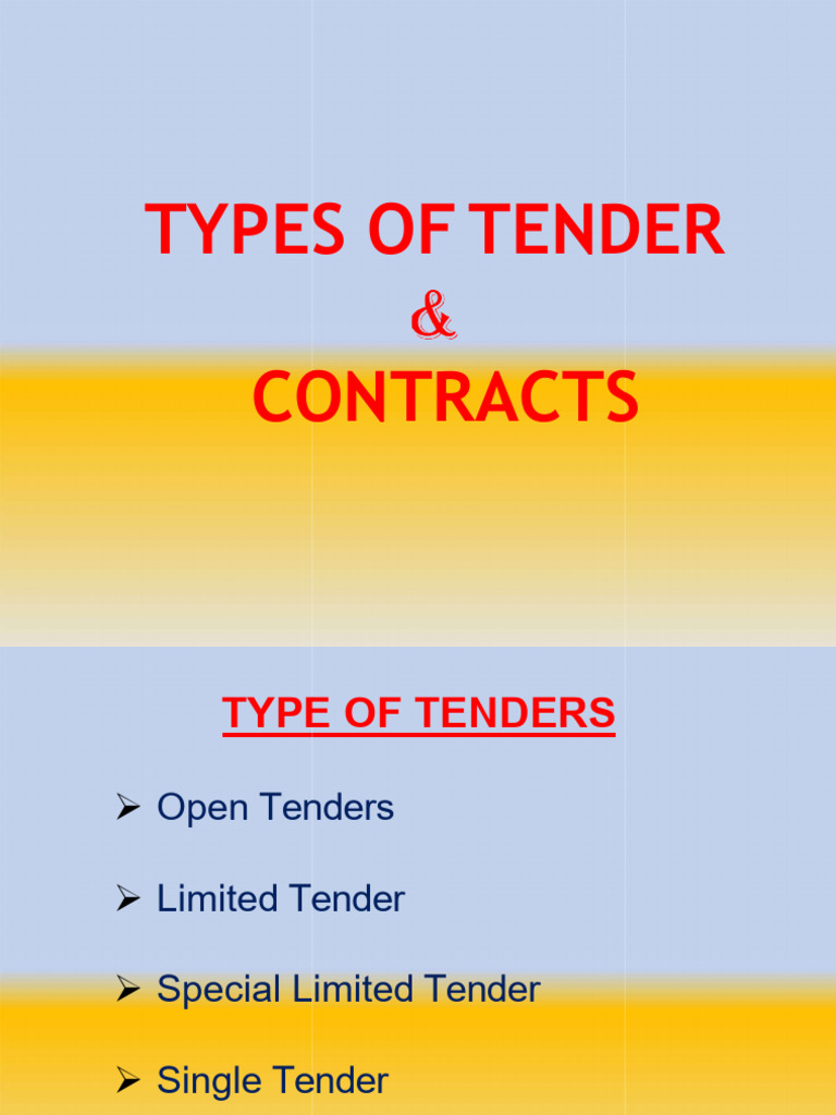 TYPES OF TENDERS | PDF