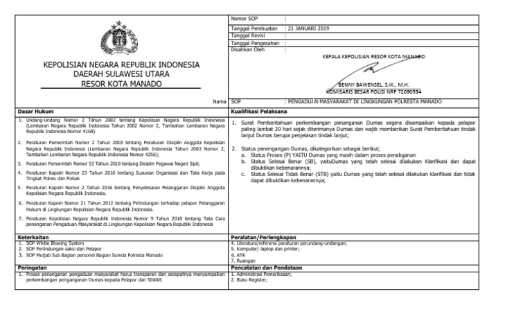 1 Caper Sop Dumas Polresta Manado | PDF