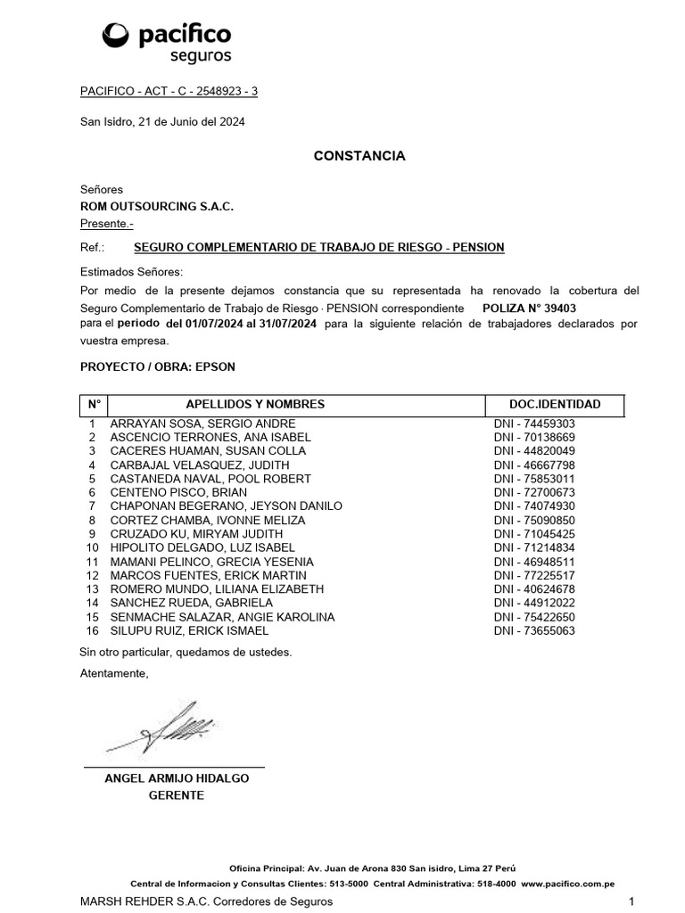 SCTR Julio Provincia 1 | PDF