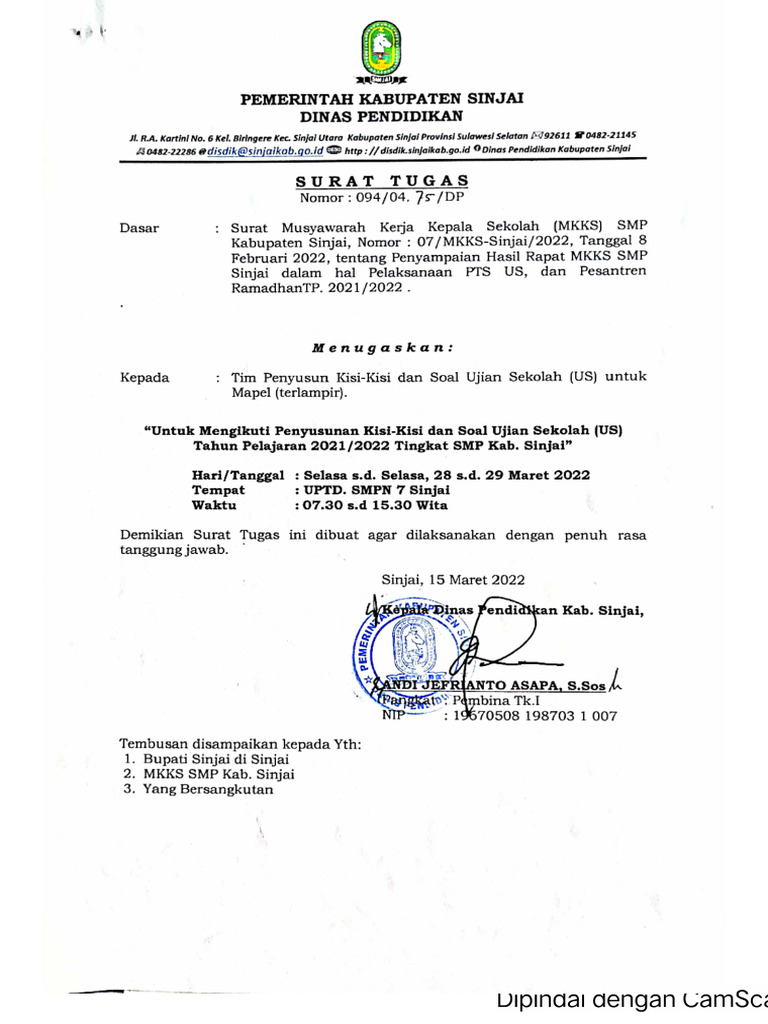 Surat Tugas MGMP | PDF