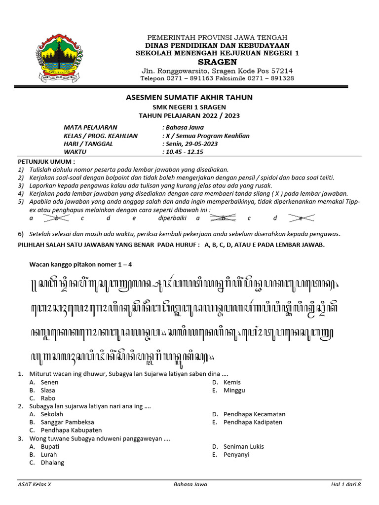 ASAT X - Bahasa Jawa | PDF