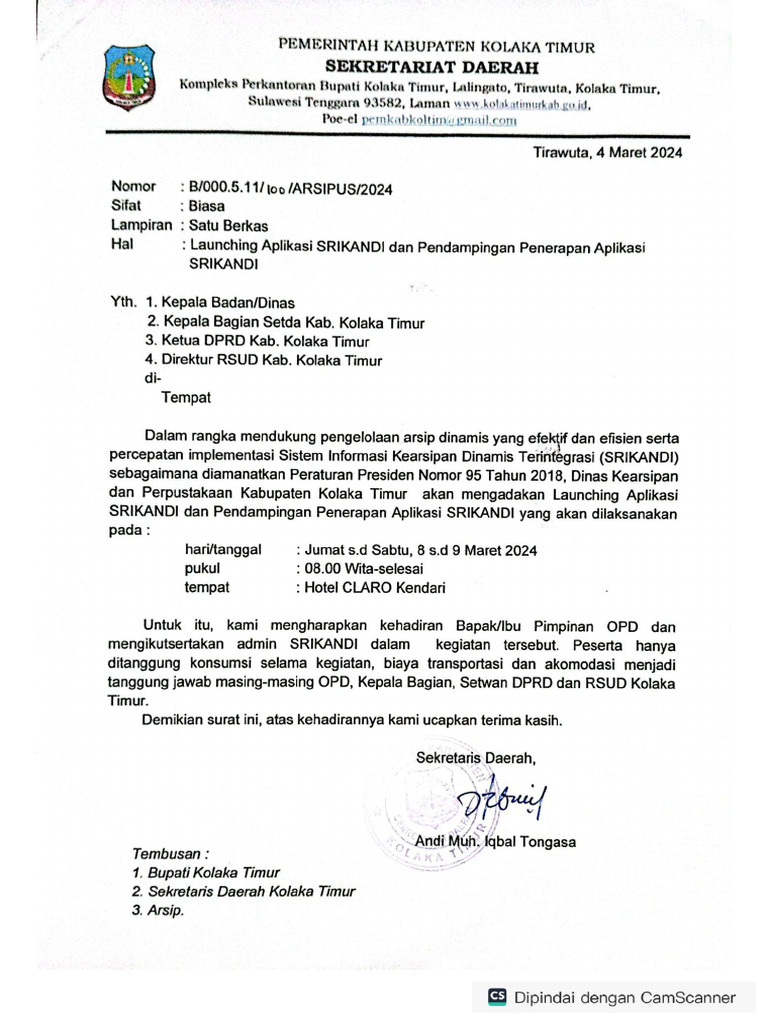 Surat Undangan Launching Srikandi | PDF