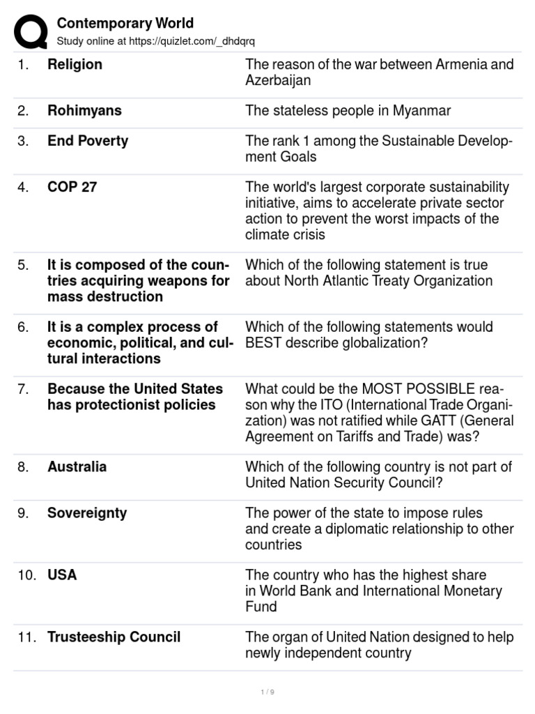Globalization and Contemporary Issues | PDF | Globalization | World ...
