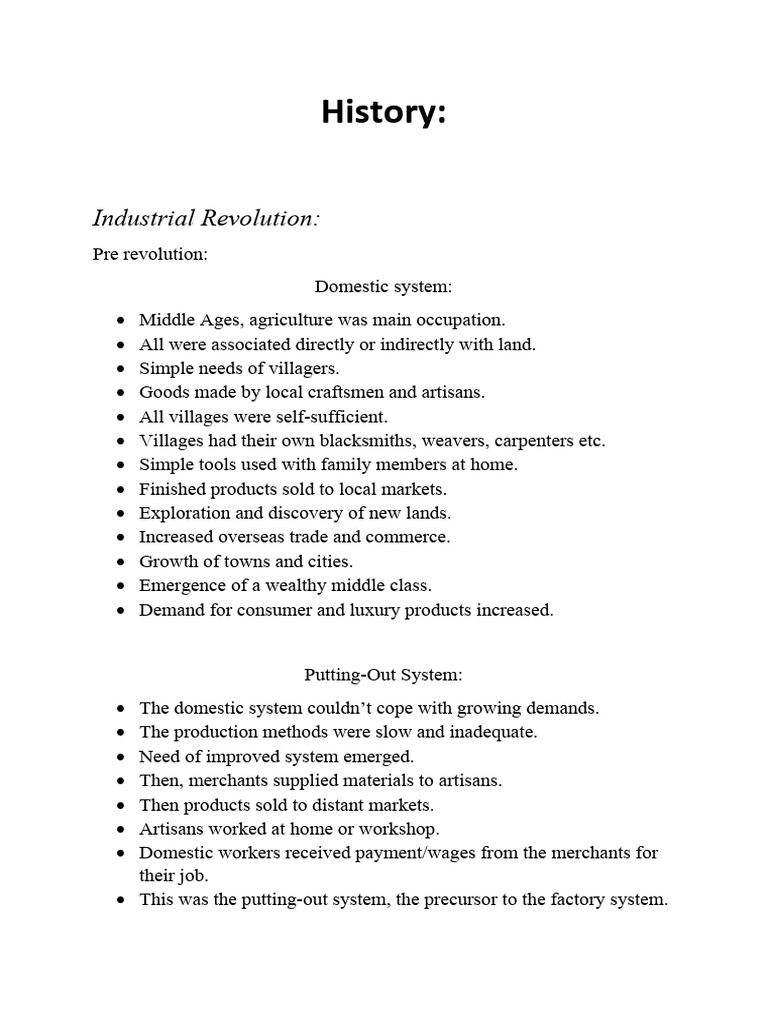 History Notes Industrial Revolution | PDF | Industrial Revolution | Slavery