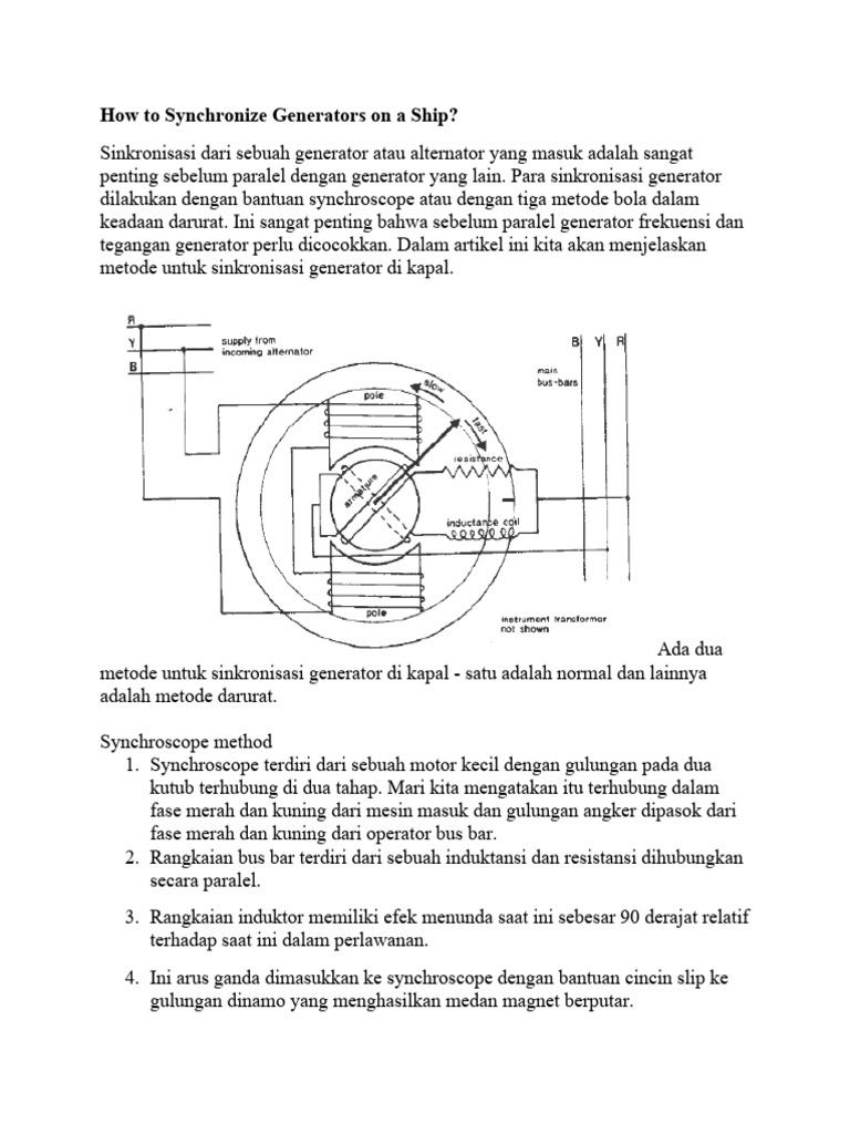 Sinkronisasi Generator Kapal: Metode dan Prosedur | PDF | Sains ...