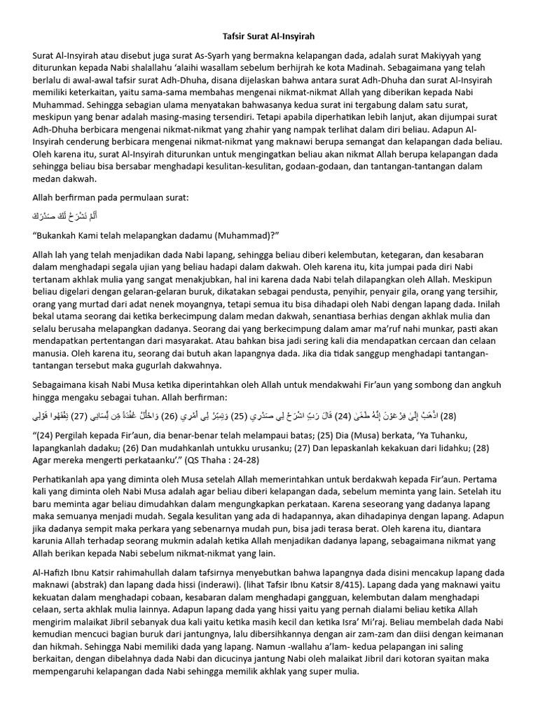 Tafsir Surat Al Insyirah | PDF | Agama & Spiritualitas