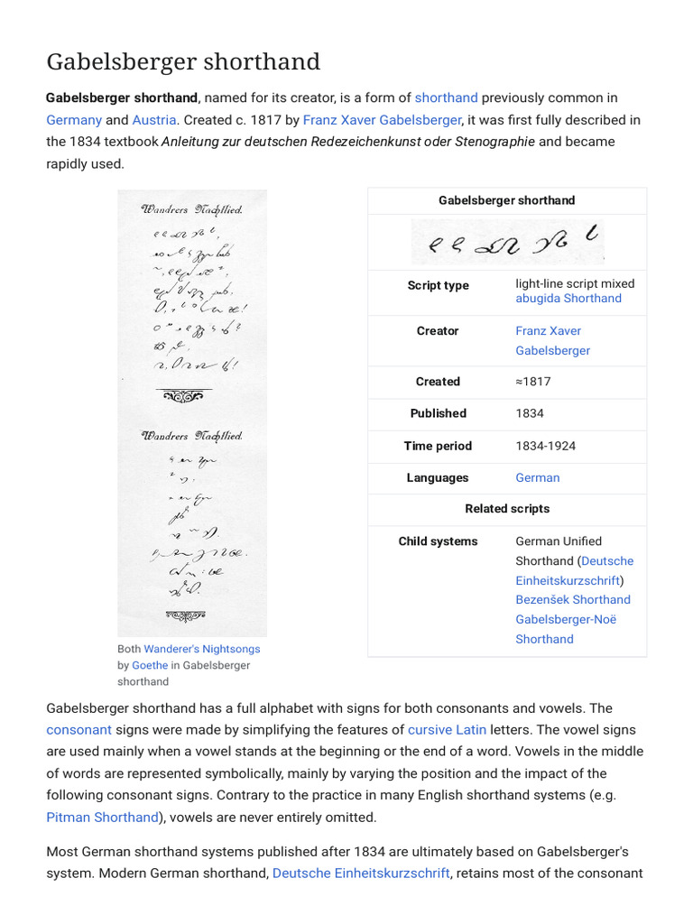 Gabelsberger Shorthand | PDF | Shorthand | Languages Of Asia