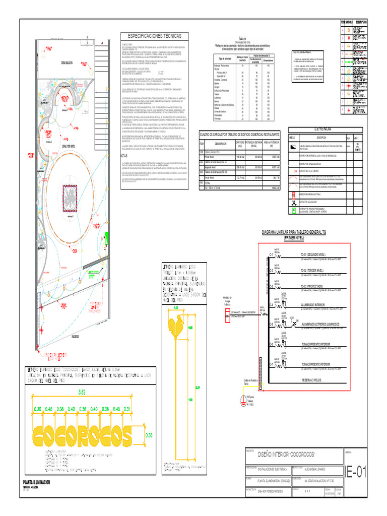 PLANO DE LOGO LUMINOSO DE POLLERIA | PDF | Conductor electrico ...