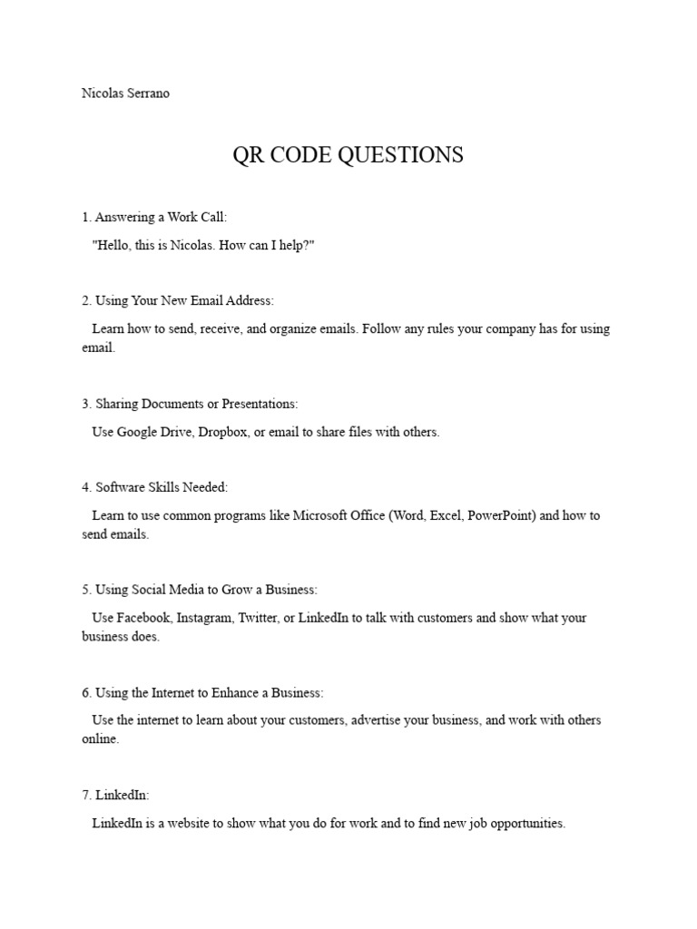 Business QR Questions NS | PDF | Internet | Microsoft
