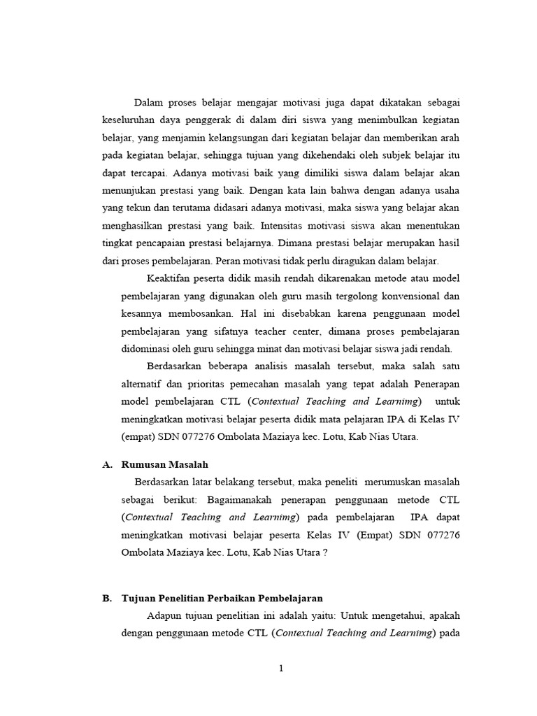 Penerapan Model CTL Tingkatkan Motivasi Belajar | PDF | Karier ...