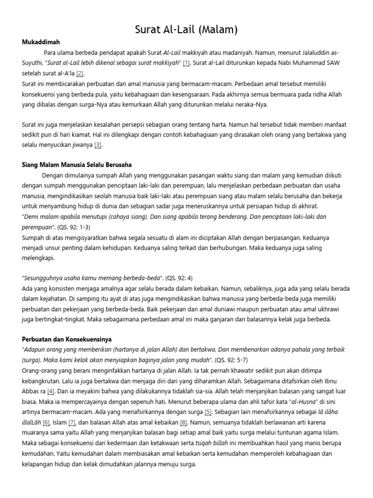 Surat Al Lail | PDF | Agama & Spiritualitas