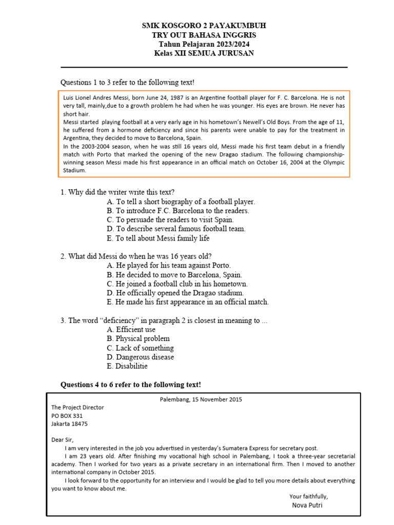Soal Try Out Bhs Inggris 2024 | PDF | Smoking | Tobacco Smoking