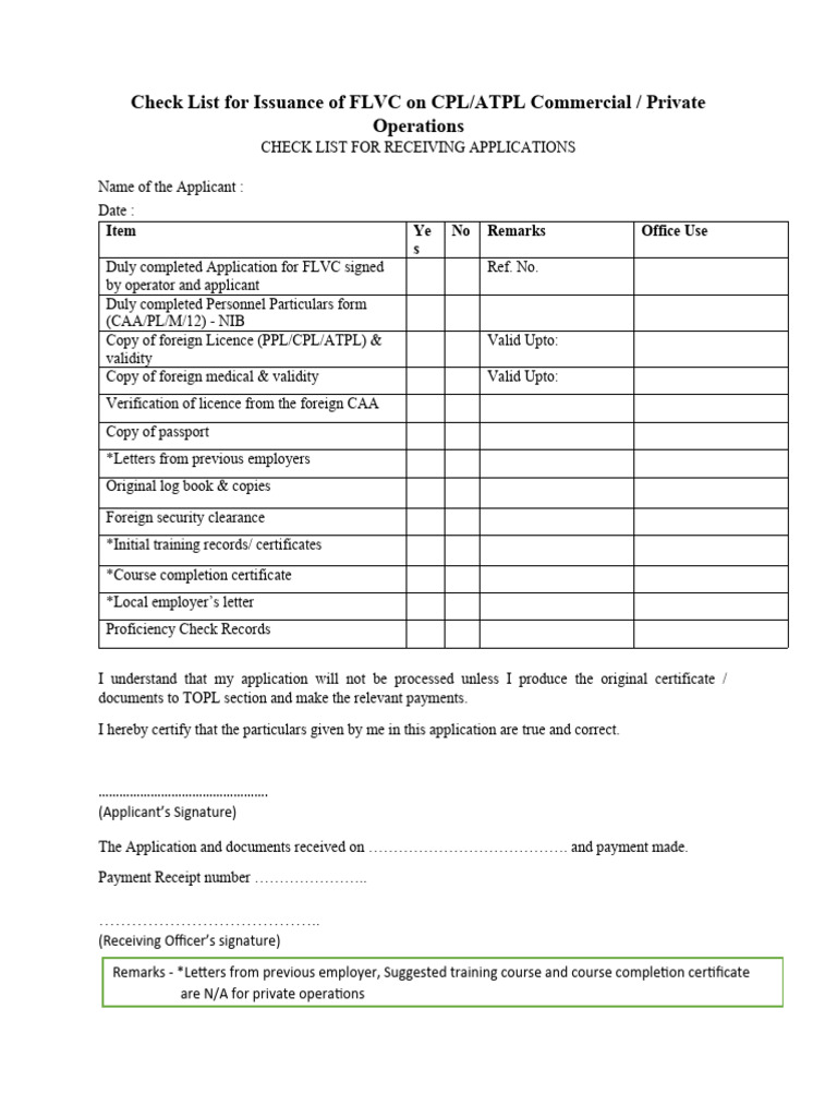 Check List For Issuance of FLVC On CPLATPL For SLAL | PDF | Business | Law