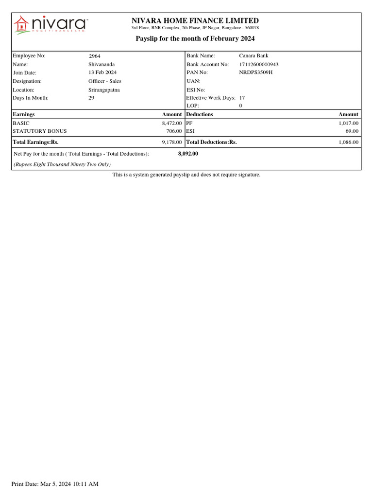 Payslip Feb 2024 | PDF