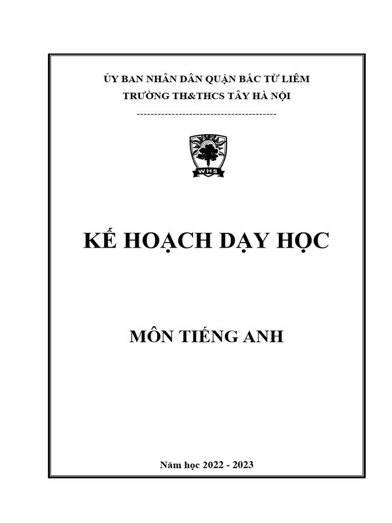 Whs - khdh - tiếng Anh Tiểu Học - 2022 - 2023 | PDF