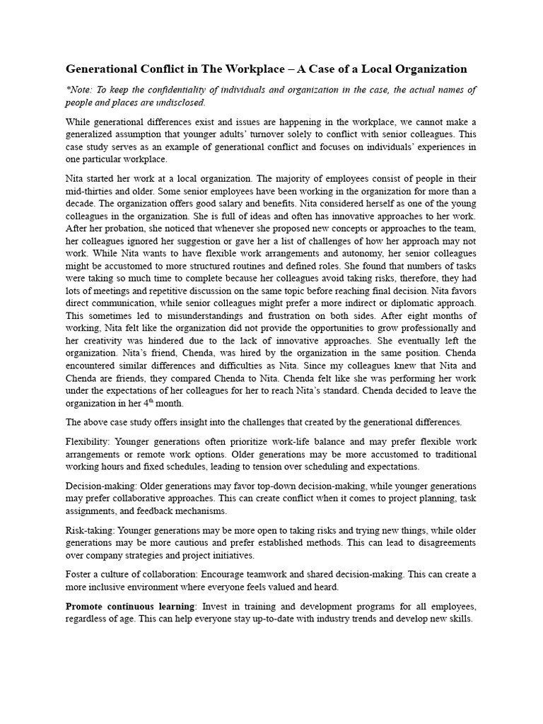 Generational Conflict in Workplace Dynamics | PDF | Mentorship | Cognition