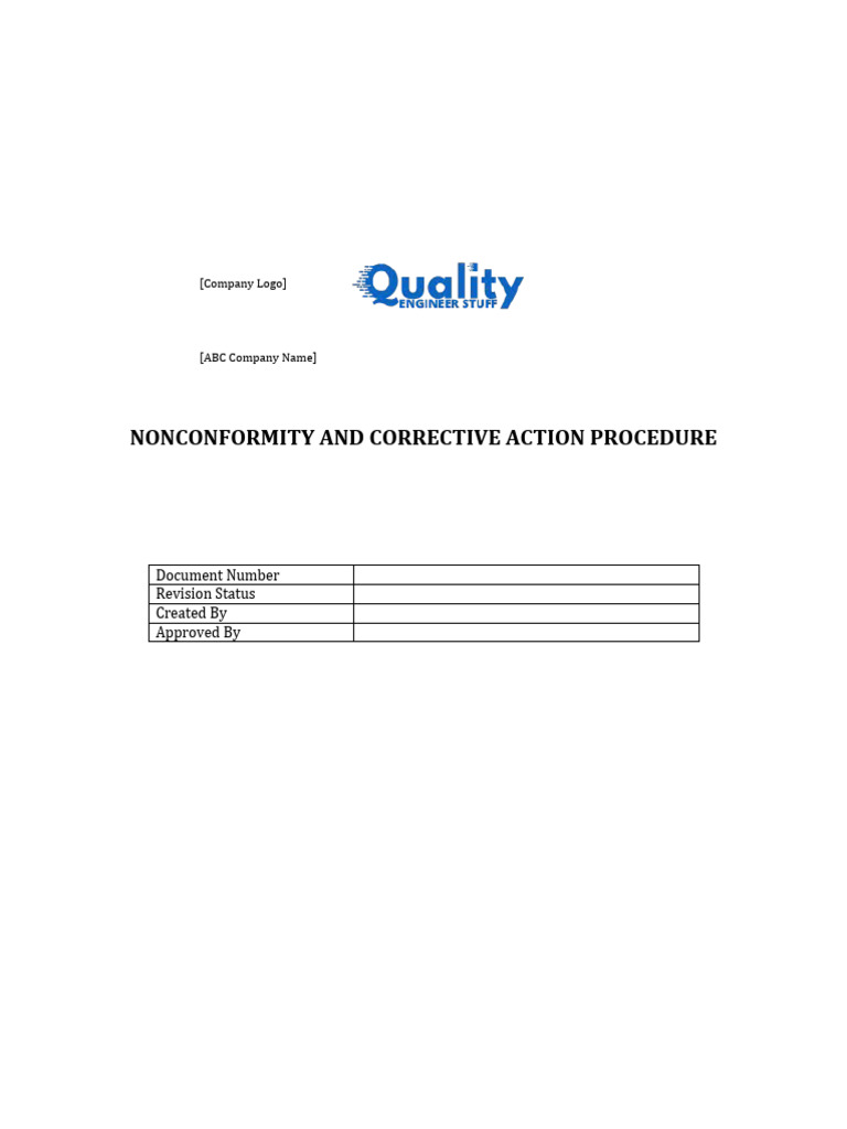 NC and Corrective Action Procedure | PDF