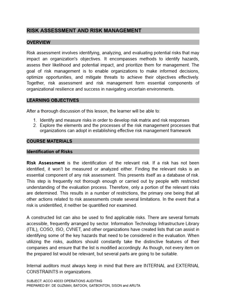 Week 05 - LEC - Risk Assessment and Risk Management | PDF | Risk | Risk ...