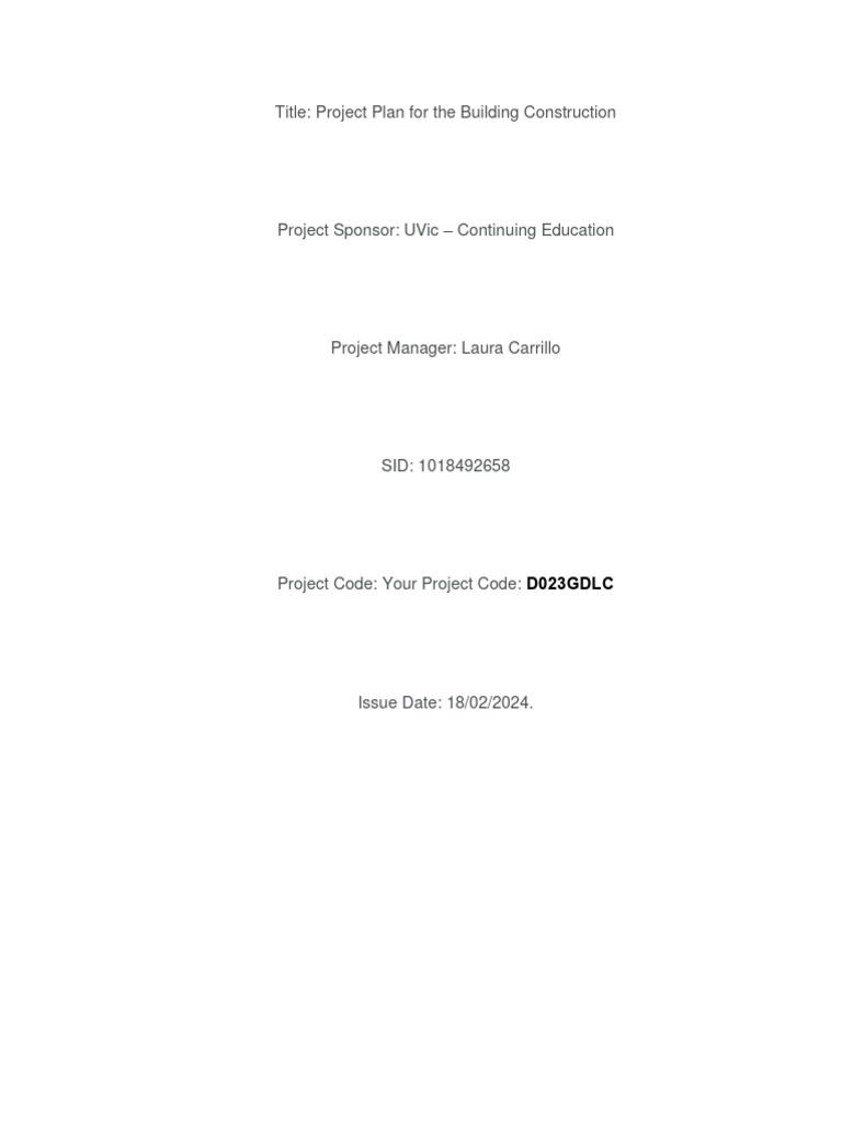 UVic Continuing Education Building Plan | PDF | Project Management ...