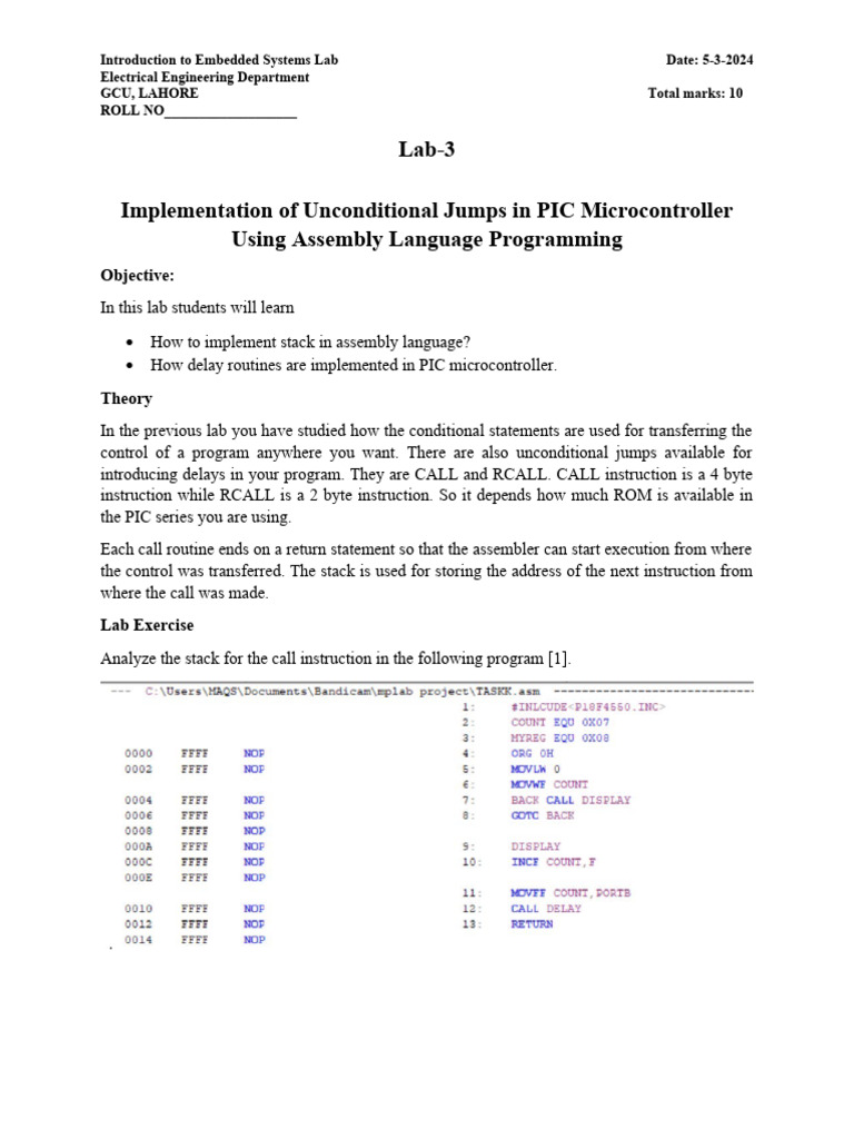 lab3a (1) | Download Free PDF | Assembly Language | Central Processing Unit