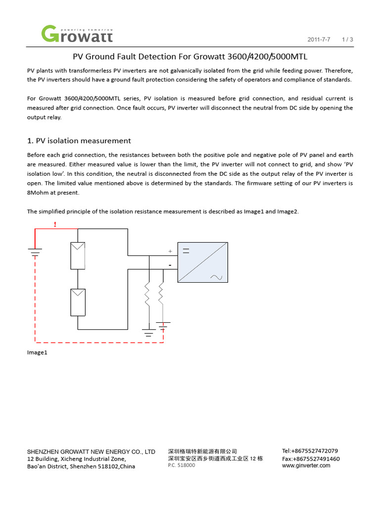PV Ground Fault For Growatt MTL Inverters | PDF | Power Inverter | Relay