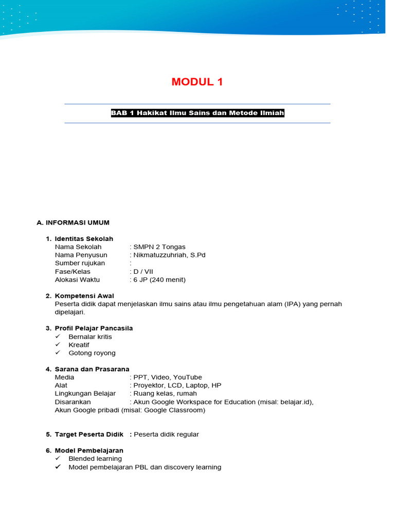 Modul Ajar - Hakikat Sains Fix | PDF | Seni | Sains & Matematika