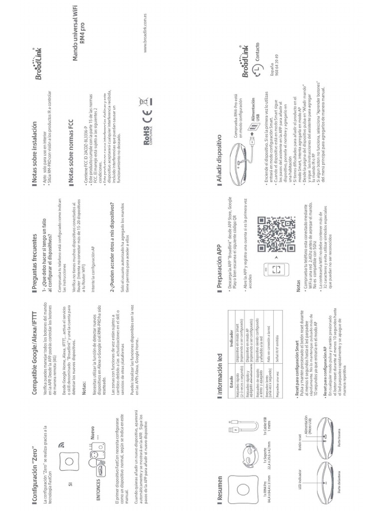 Instrucciones Broadlink RM4 PRO | PDF