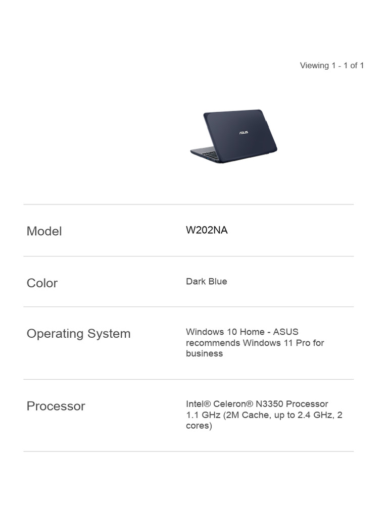 ASUS W202 - Tech Specs Laptops For Home ASUS West Africa | PDF | Bios ...