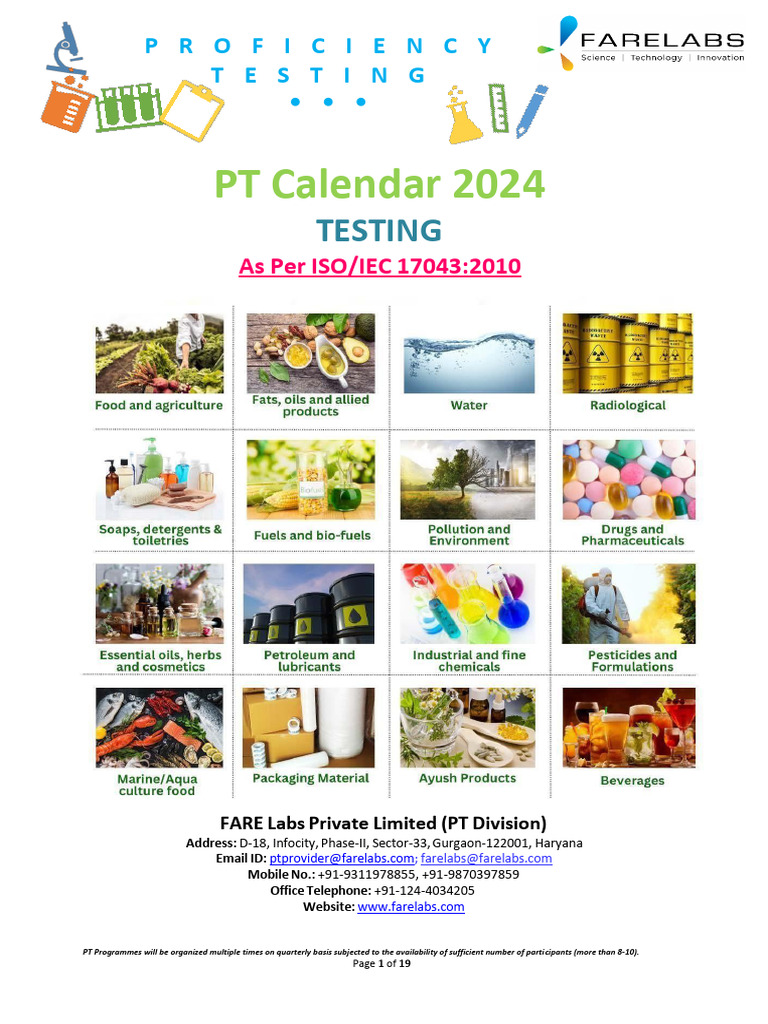 FARE Labs PT Calendar 2024 | PDF | Chemical Substances | Chemistry