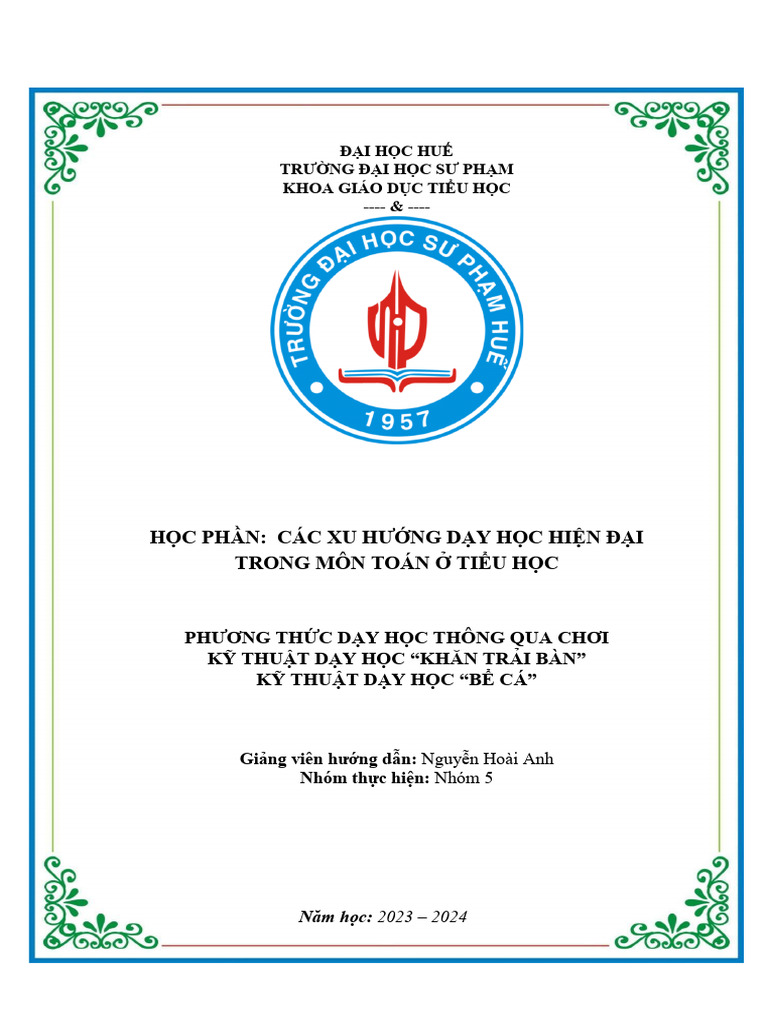 NHÓM 5 - DẠY HỌC THÔNG QUA CHƠI VÀ 2 KTDH | PDF