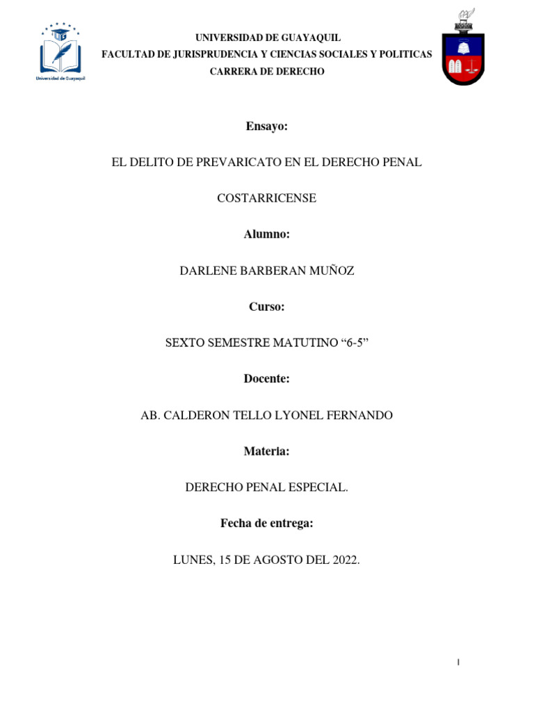 Derecho Penal Especial - EL DELITO DE PREVARICATO EN EL DERECHO PENAL ...