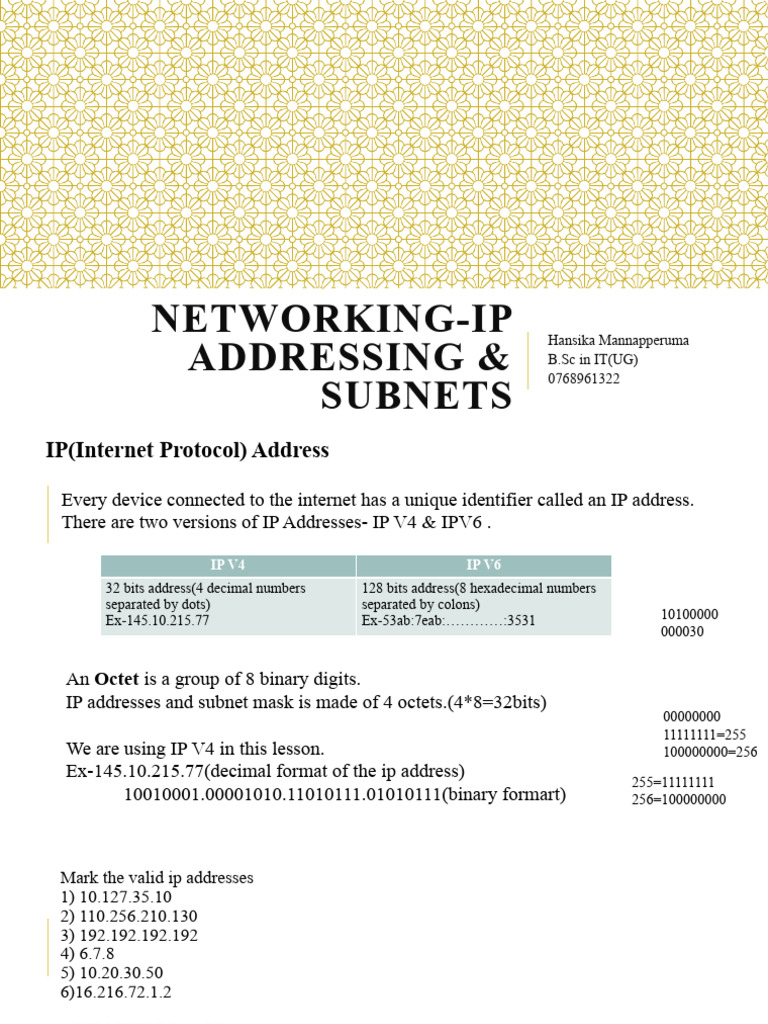 Networking-Ip Addressing & Subnets | PDF | Ip Address | Computer Network