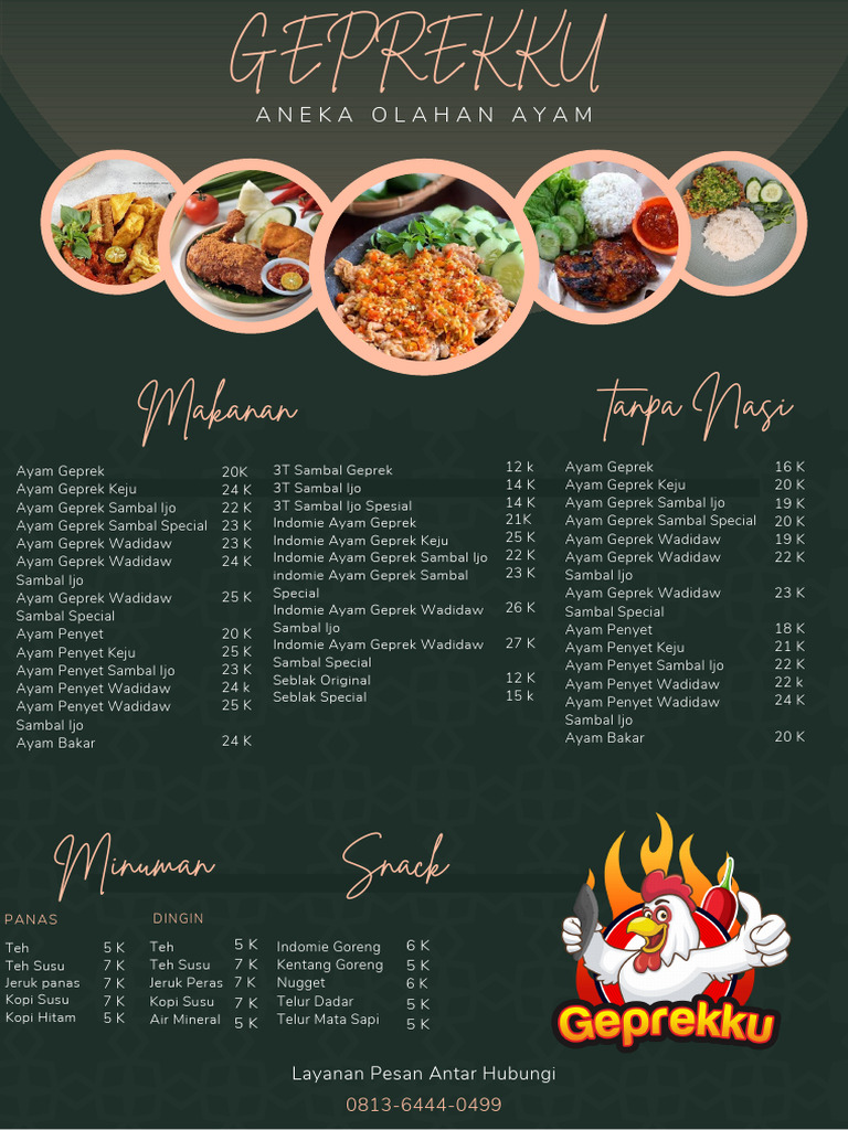 Menu Variasi Ayam Geprek dan Minuman | PDF